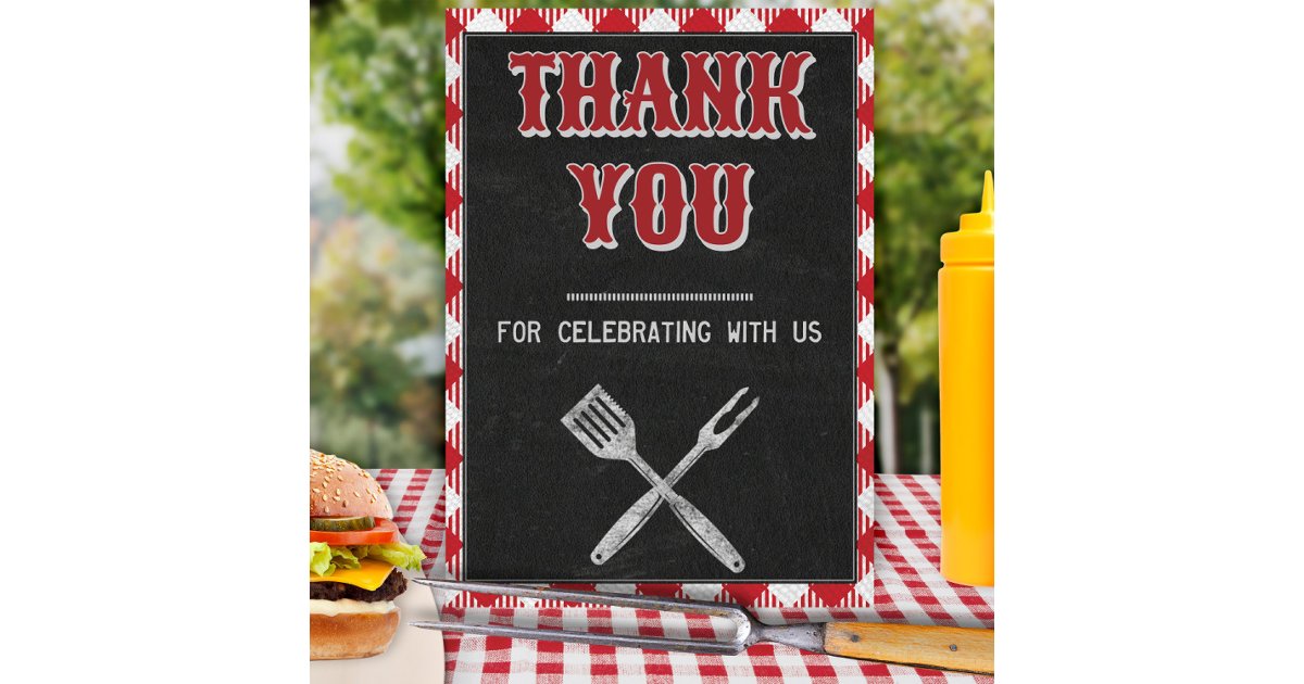 8x10 Backyard BBQ Birthday Thank You Table Sign | Zazzle