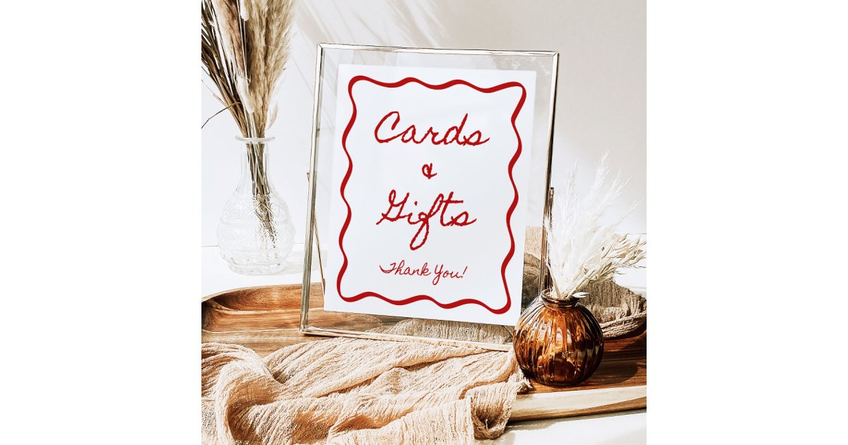 8x10" Cards and Gifts Sign Handwritten Font | Zazzle