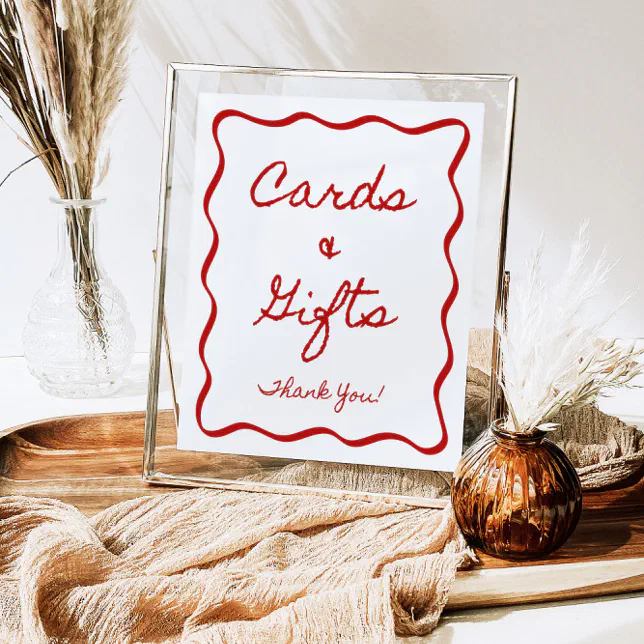 8x10" Cards and Gifts Sign Handwritten Font | Zazzle