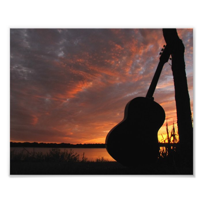 8x10 Guitar Sunset Silhouette Photo Print | Zazzle.com