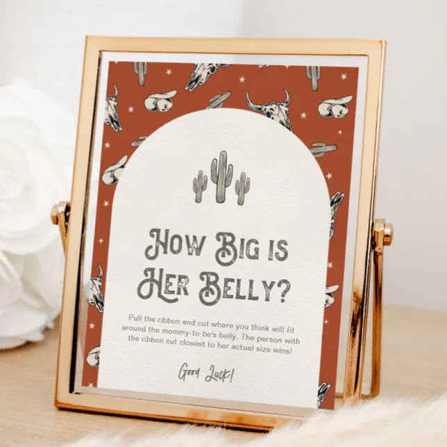 8x10 Western How Big is Her Belly Sign | Zazzle