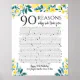 90 reasons why we love you birthday gift yellow poster | Zazzle