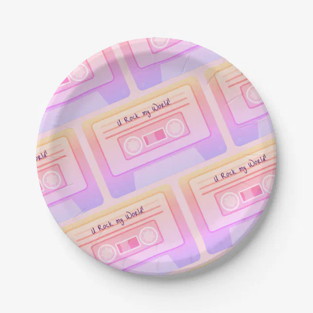90s 80s Vaporwave Aesthetic Pink Valentines Day Paper Plates | Zazzle