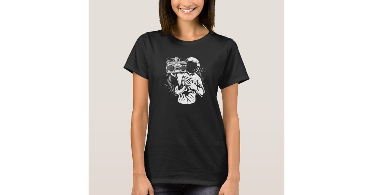 90s Astronaut Boombox Cassette 80s Ghetto Blaster T-Shirt | Zazzle
