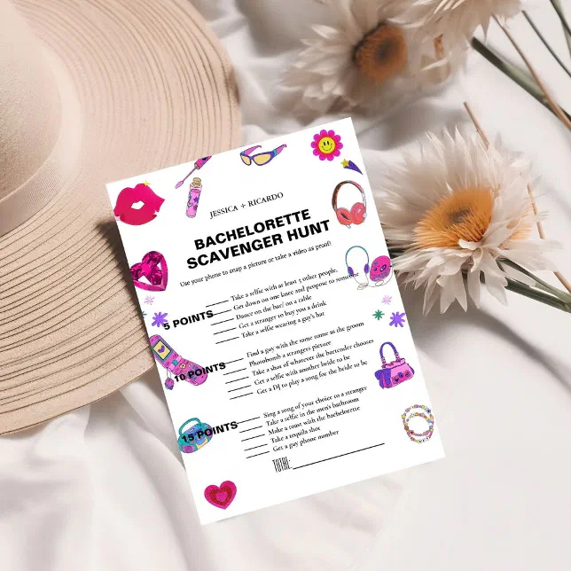 90's baby Bachelorette scavenger photo hunt game Invitation | Zazzle