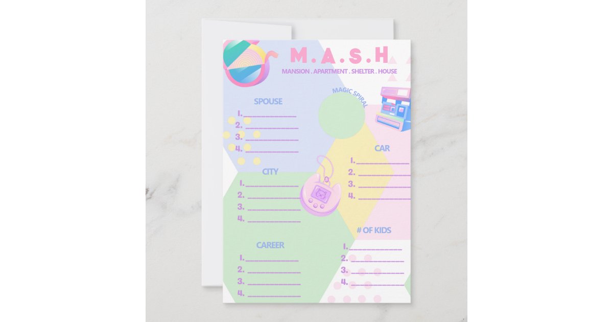 90's Bachelorette Party MASH Template | Zazzle