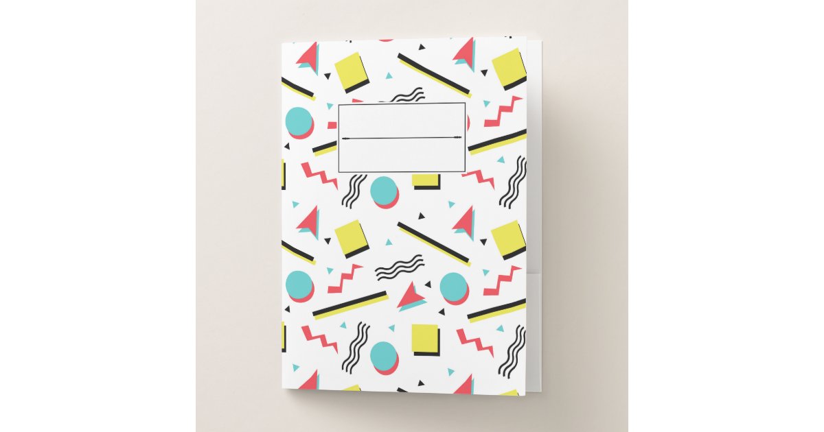 90s Geometric Pattern Pocket Folder | Zazzle