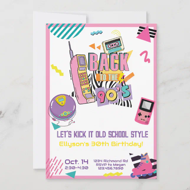 90s Hip Hop Birthday Party Retro Throwback Invitation | Zazzle