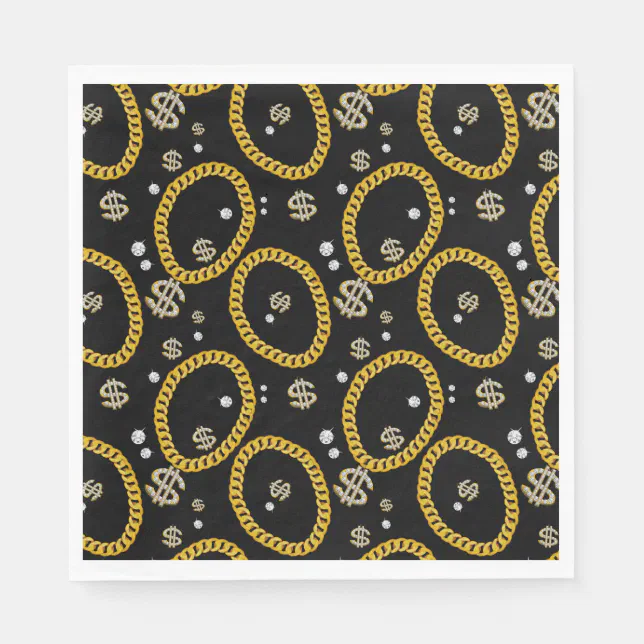 90's Hip Hop Rap Music Gold Cuban Link Chain Napkins | Zazzle