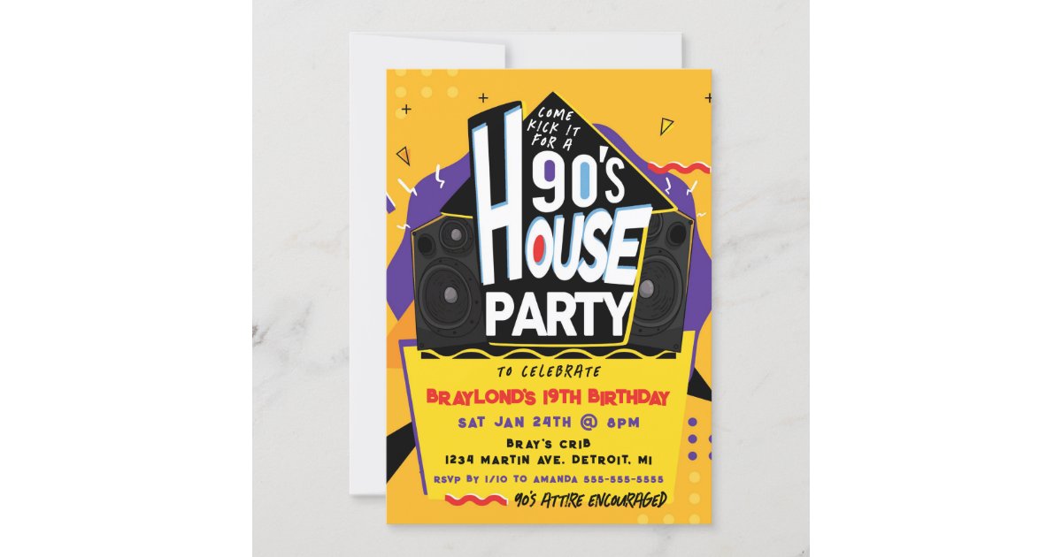 90's House Party Invitation | Zazzle