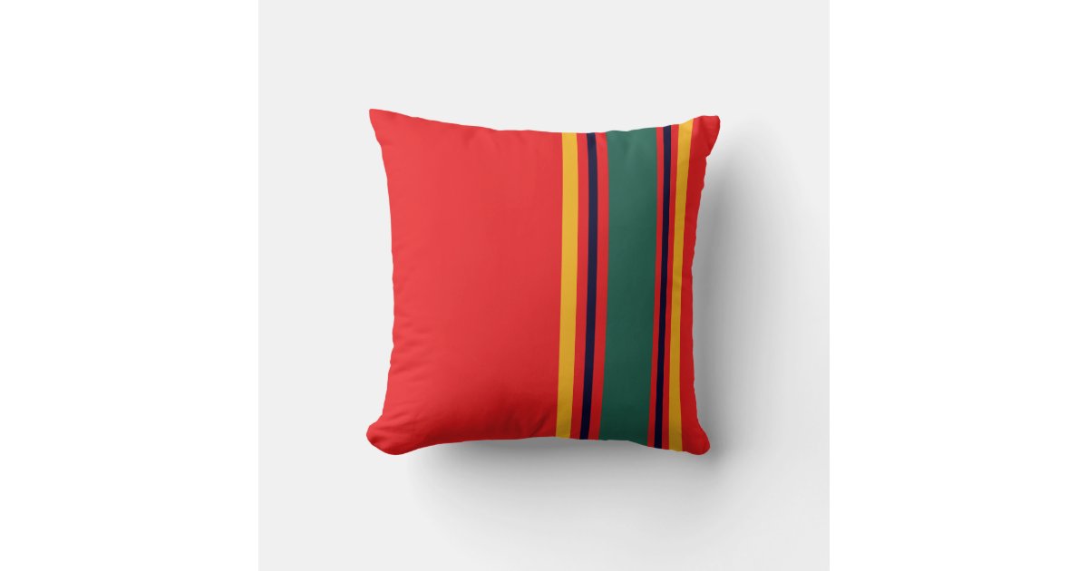90s Inspired Red Multi Color Bold Retro Stripes Throw Pillow | Zazzle