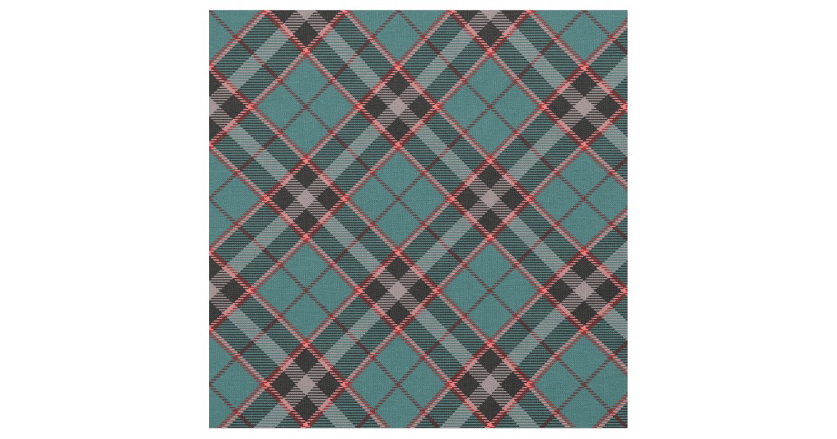 90s Inspired Slanted Plaid Teal Red Grunge Pattern Fabric | Zazzle