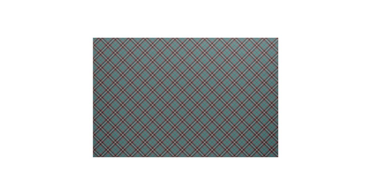 90s Inspired Slanted Plaid Teal Red Grunge Pattern Fabric | Zazzle