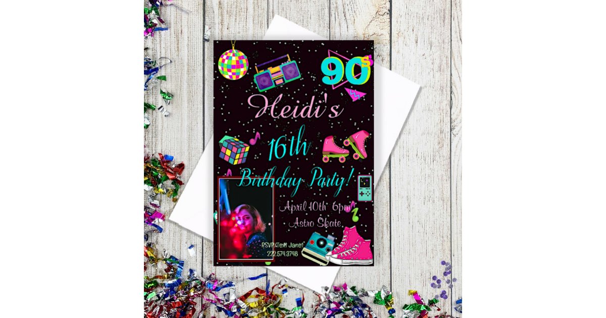 90's Invitation, Photo Back to the 90's, Invitation | Zazzle