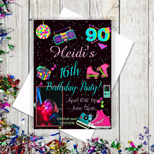 90's Invitation, Photo Back to the 90's, Invitation | Zazzle