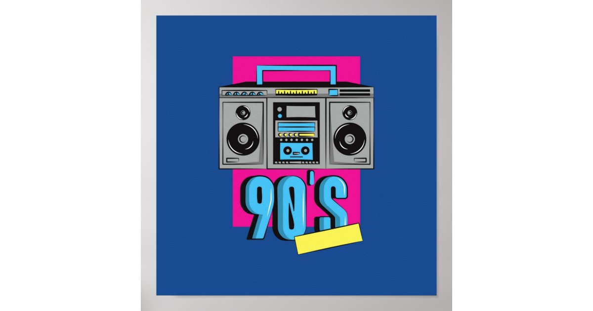 90s music boombox nostalgia poster | Zazzle