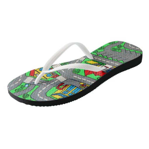 90s nostalgia, nostalgic track carpet Car Road Soc Flip Flops | Zazzle