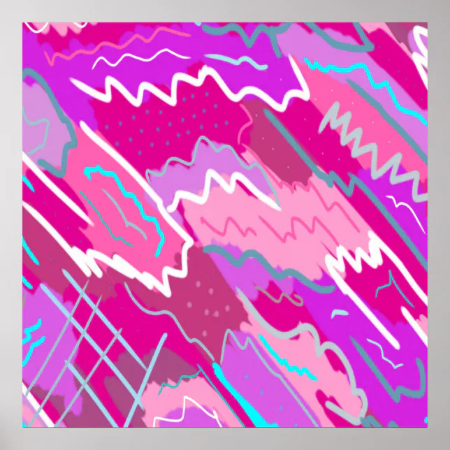 90s Nostalgia Pop Art in Magenta Poster | Zazzle