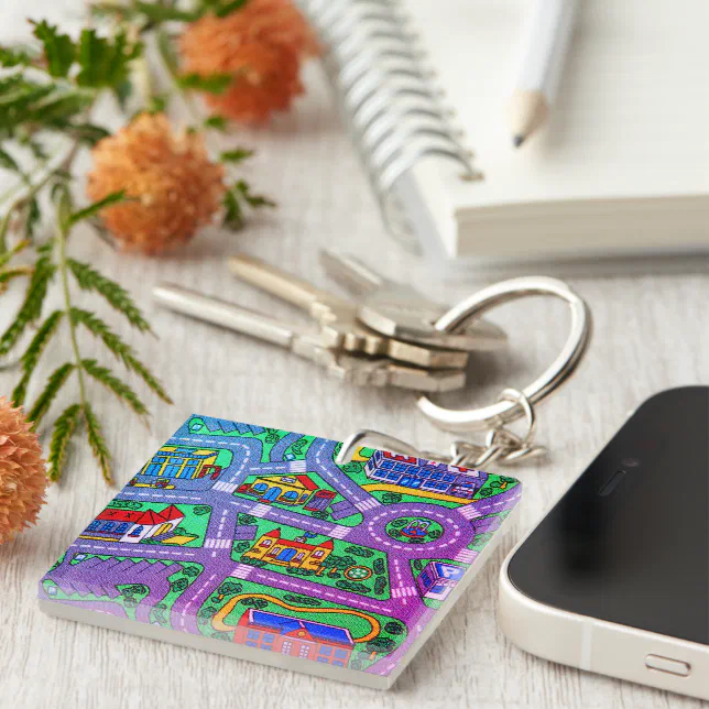 90s nostalgia, Track carpet Car Road nostalgic Keychain | Zazzle