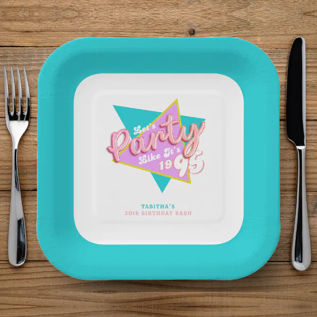 90s Party Like It's 1995 30th Birthday Party Paper Plates | Zazzle