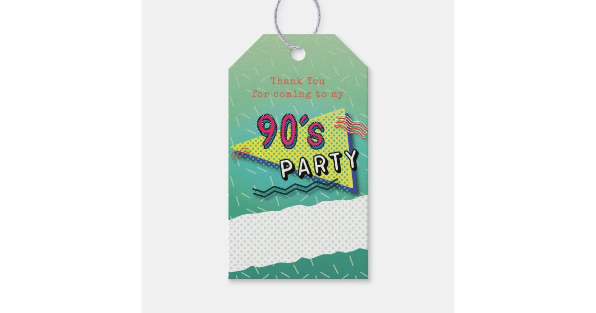 90's PARTY Theme Pattern Gift Tags | Zazzle
