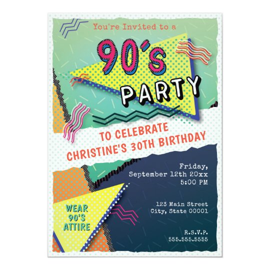 90's PARTY Theme Pattern Invitation | Zazzle.com