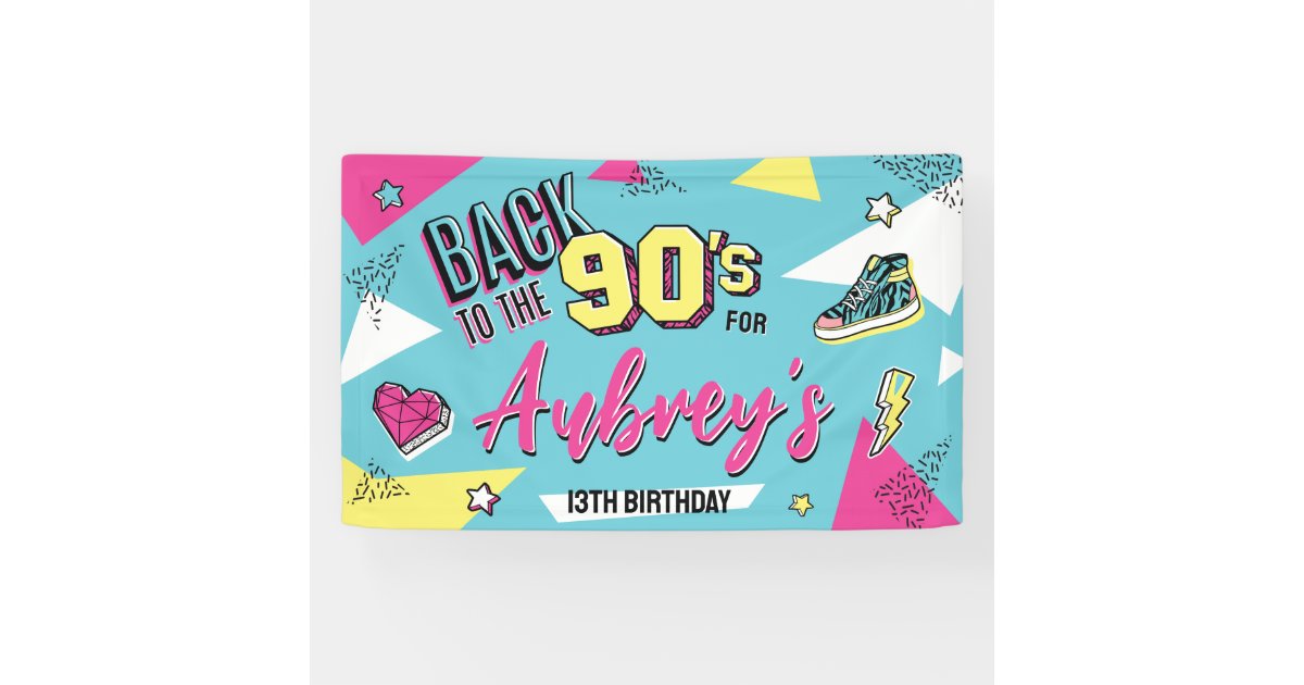 90's Pop Bright Color Birthday Party, Any Age Banner | Zazzle