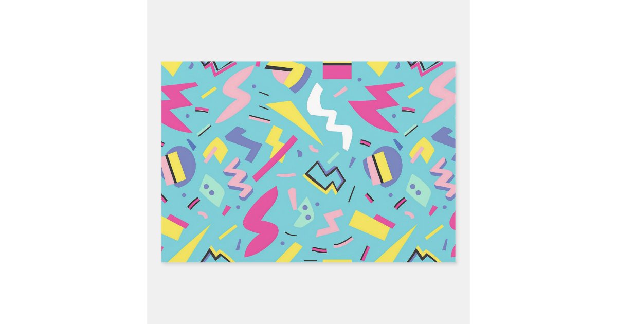 90s Retro Pop Art Pattern Wrapping Paper Sheets | Zazzle