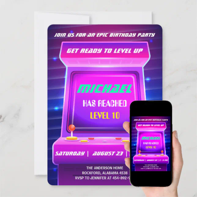 90's Retro Video Games Birthday Invitation | Zazzle