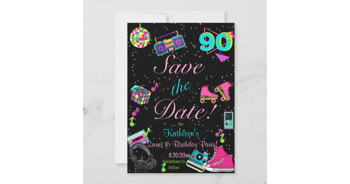 90's Save the Date, Back to the 90's, Any Age, Save The Date | Zazzle