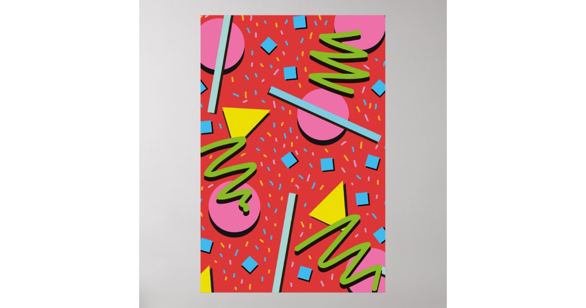 90s shapes pattern poster | Zazzle