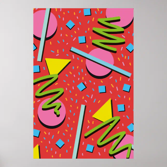 90s shapes pattern poster | Zazzle