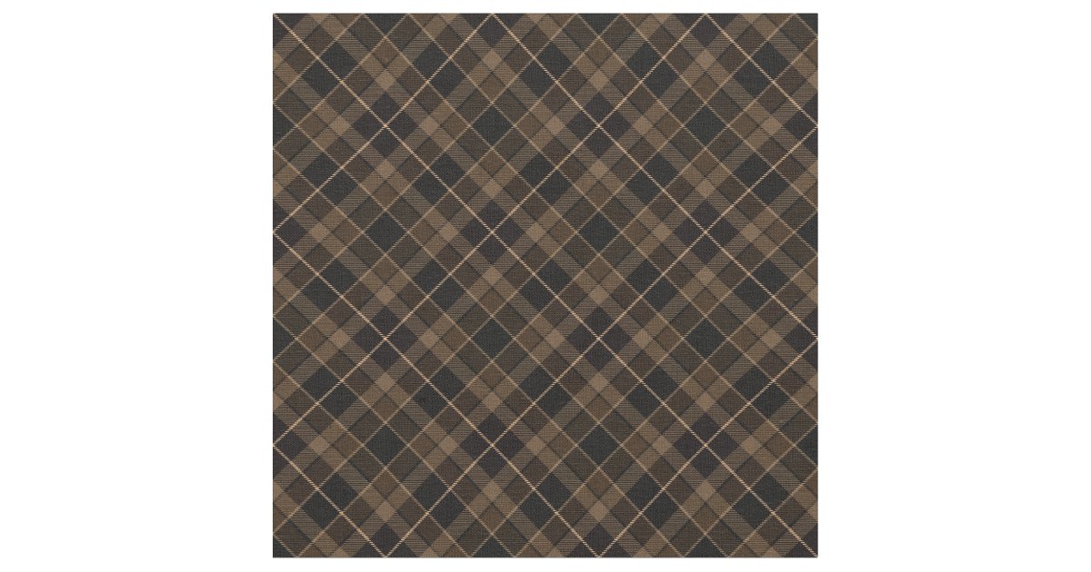 90s Slanted Plaid Pattern Brown Grunge Earthy Dark Fabric | Zazzle