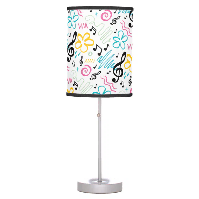 90s Style Treble Clef / Music Notes Table Lamp | Zazzle
