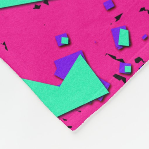 90s Teal and Pink Abstract Geometric Pattern Fleece Blanket | Zazzle