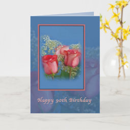 90th Birthday Card with Red Roses | Zazzle