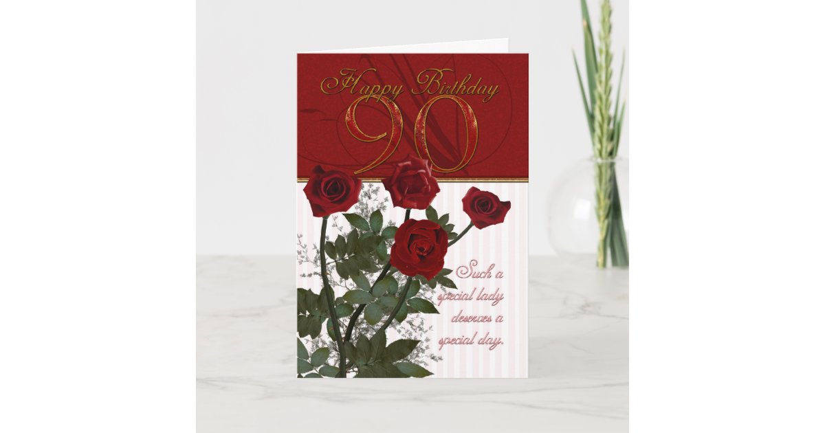 90th Birthday Card With Roses | Zazzle