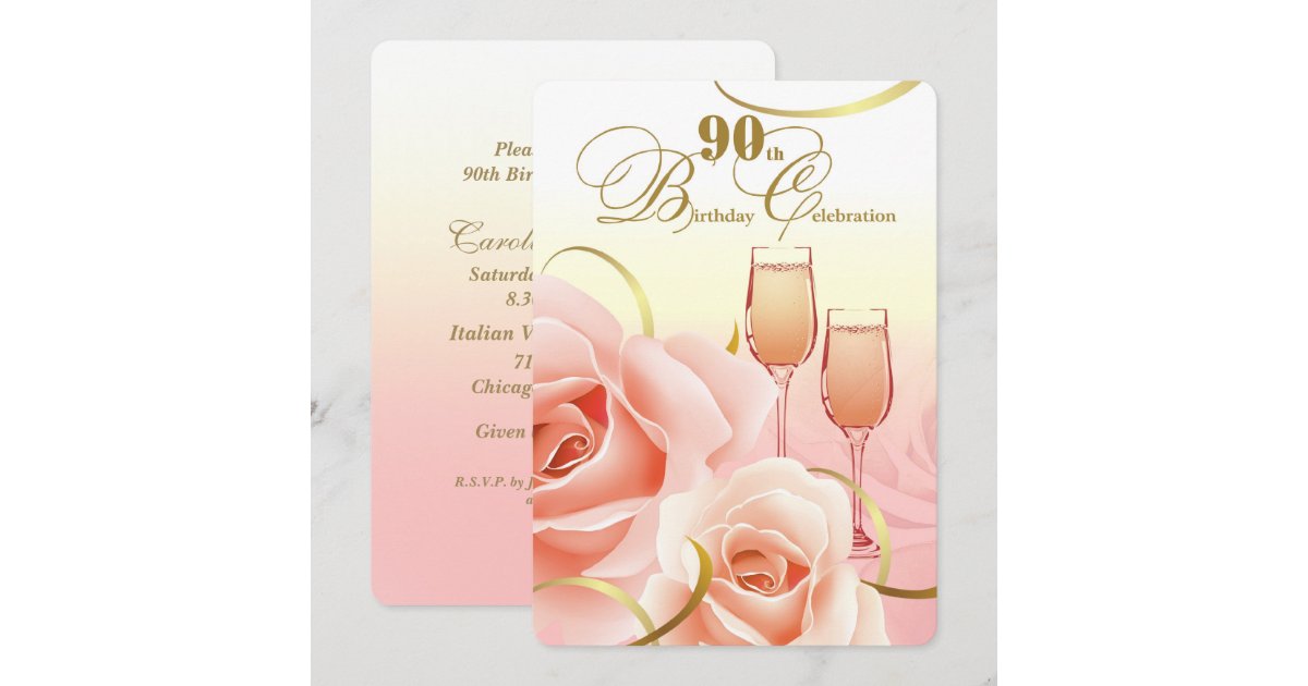 90th Birthday Celebration Custom Invitations | Zazzle