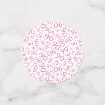 90th Birthday Cool Number Pattern Pink and White Confetti | Zazzle