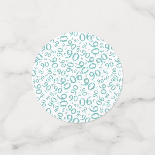 90th Birthday Cool Number Pattern Teal and White Confetti | Zazzle