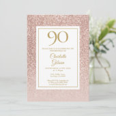 90th Birthday Elegant Rose Gold Glitter Invitation | Zazzle