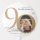 90th Birthday Gold Calligraphy Custom Photo White Balloon | Zazzle