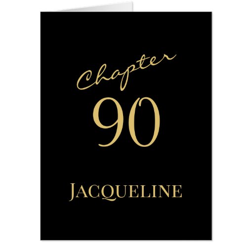 90th Birthday Gold Script Black Giant Card | Zazzle
