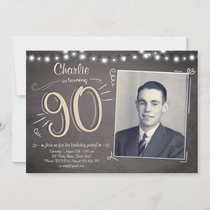 90th Birthday Invitation Vintage Ninety Birthday | Zazzle