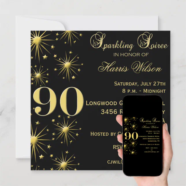 90th Birthday Invitations | Zazzle