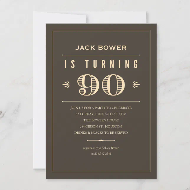 90th Birthday Invitations for Men | Zazzle