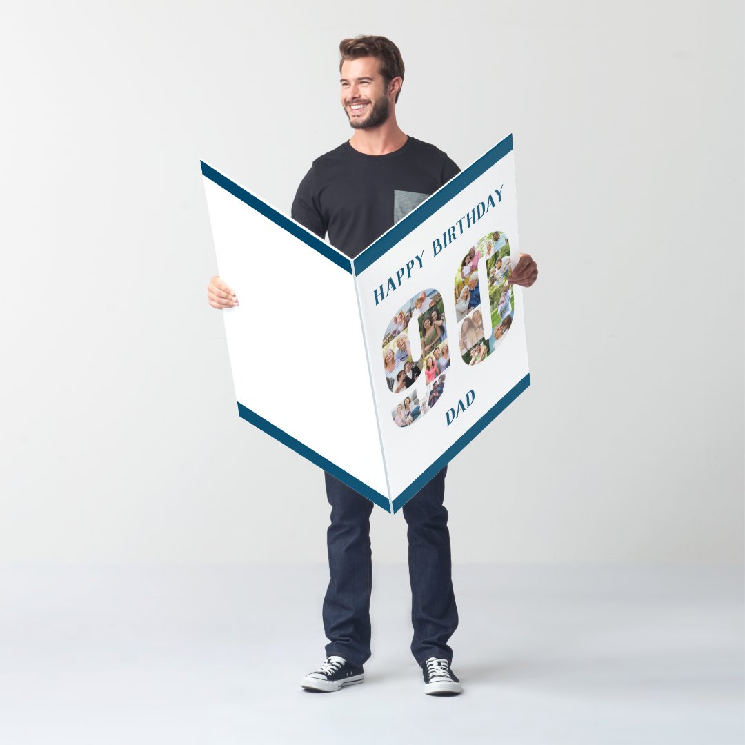 90th Birthday Number 90 Cutout Photo Collage Giant Card | Zazzle