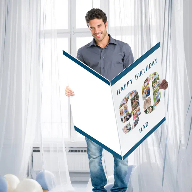 90th Birthday Number 90 Cutout Photo Collage Giant Card | Zazzle