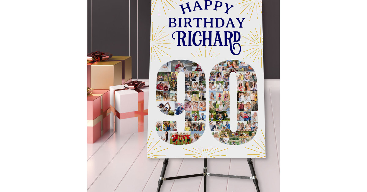 90th Birthday Number with 90 Photos Celebration Foam Board | Zazzle