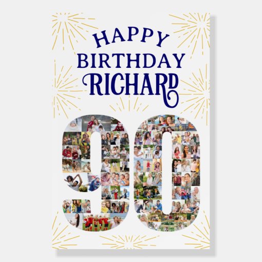 90th Birthday Number with 90 Photos Celebration Foam Board | Zazzle